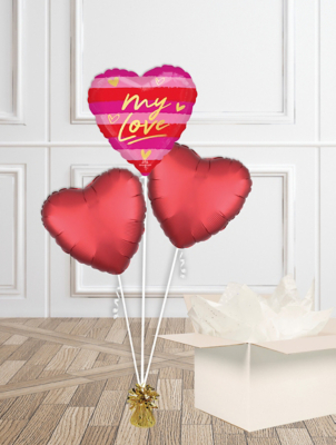 Striped 'My Love' & Red Heart Balloons in a Box | Toys & Character ...