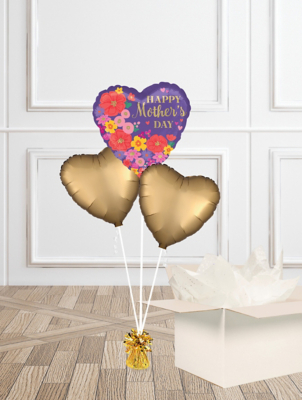 Amscan Mother's Day Purple Floral Heart Balloons in a Box | Toys ...