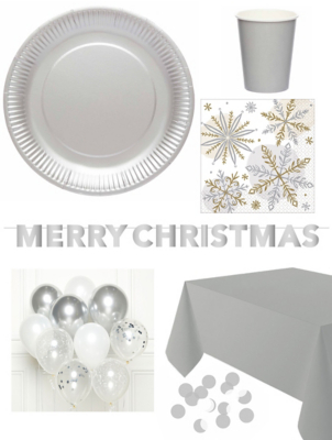 Christmas Deluxe Party Kit for 16 - Silver | Toys & Character | George ...