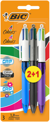 BIC 4 Colours Grip Med & Pro - 3 Pack | School | George at ASDA