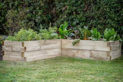 Forest Garden Caledonian Corner Raised Bed - 130 x 130cm | Outdoor ...