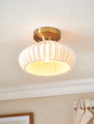 Tarah White Porcelain Flush Ceiling Light | Home | George at ASDA
