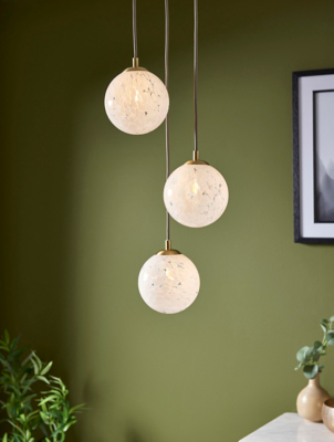 Iona White Confetti Glass 3-Light Cluster Ceiling Fitting | Home ...