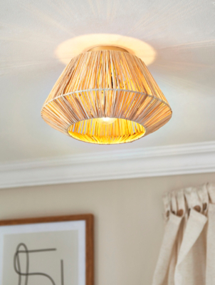 Belize Raffia Flush Ceiling Light | Home | George at ASDA
