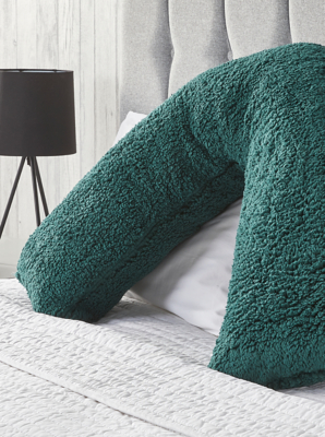 Dark Green Downland V-Shape Fleece Cream Pillow | Home | George at ASDA