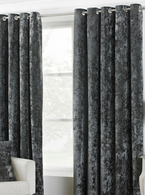 Paoletti Verona Grey Crushed Velvet Eyelet Curtain | Home | George at ASDA