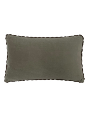 Furn Grey Cosmo Rectangular Velvet Pom-Pom Cushion | Home | George at ASDA