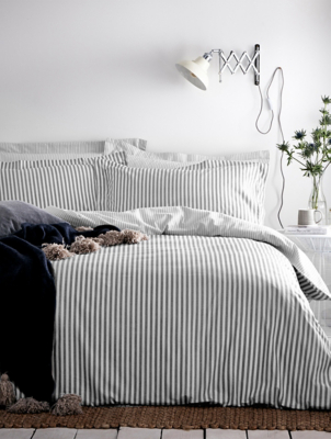 The Linen Yard Hebden Mélange Stripe 100% Cotton Duvet Cover Set | Home ...