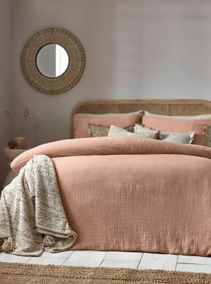 Yard Dusty Pink Lark Muslin Cotton Duvet Cover Set | Home | George at ASDA