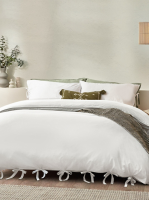 Yard White Mallow Bowtie 100% Cotton Duvet Cover Set | Home | George at ...