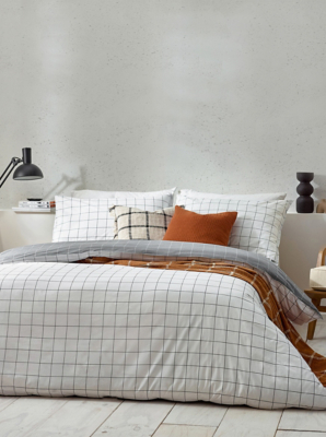 Yard Howarth White & Black Check 100% Cotton Duvet Cover Set | Home ...