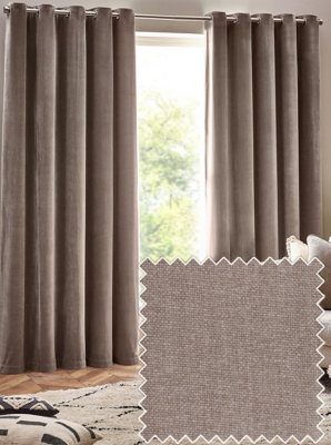 Yard Grey Heavy Chenille Velvet Eyelet Curtains | Home | George at ASDA