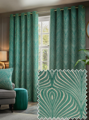 Paoletti Emerald Gatsby Jacquard Eyelet Curtains | Home | George at ASDA