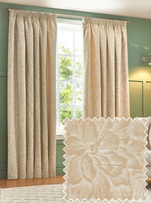 Wylder Nature Natural Grantley Jacquard Pencil Pleat Curtains | Home ...