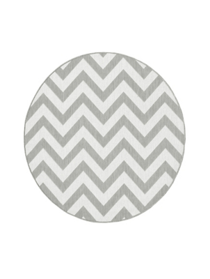Homemaker Extra Large Grey Chevron Indoor & Outdoor Circle Rug | Home ...