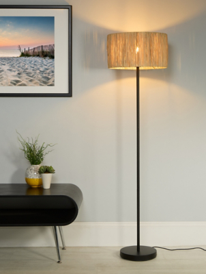 Raffia Shade Floor Lamp With Matt Black Base | Home | George at ASDA