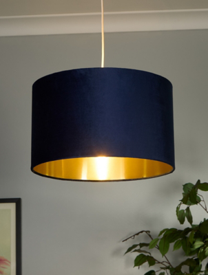 Navy Velvet Drum Shade & Gold Inner | Home | George at ASDA