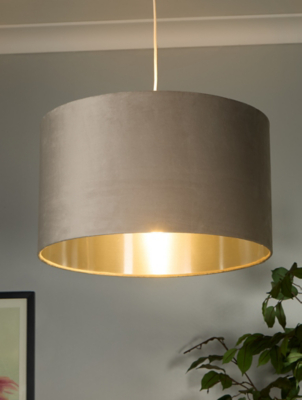 Taupe Velvet Drum Shade & Silver Inner | Home | George at ASDA