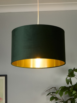 Green Velvet Drum Shade & Gold Inner | Home | George at ASDA