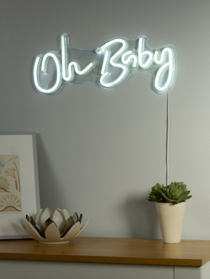 White Oh Baby LED Neon Effect Sign | Home | George at ASDA