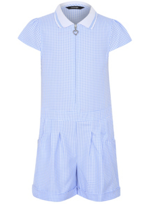 Girls School Gingham Playsuit – Light Blue | School | George at ASDA