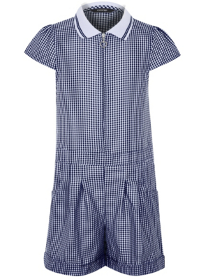 Girls School Gingham Playsuit – Navy | School | George at ASDA