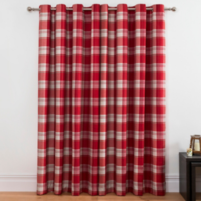 Check Woven Lined Curtains - Red | Home | George