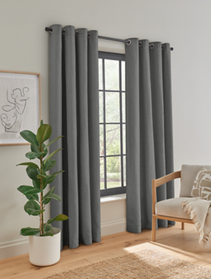 Textured Weave Lined Curtains - Charcoal | Home | George at ASDA