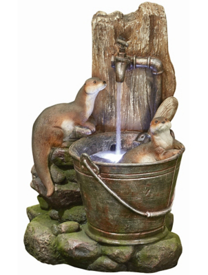 La Hacienda Playful Otters inc LEDS Water Feature | Outdoor & Garden ...