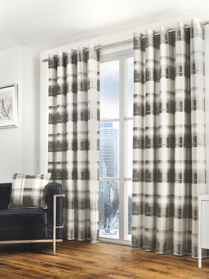 Fusion Balmoral Check 100% Cotton Slate Eyelet Curtains | Home | George ...