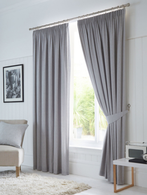 Fusion Dijon Silver Blackout Pencil Pleat Curtains | Home | George at ASDA