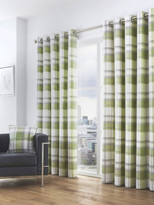 Fusion Balmoral Check 100% Cotton Green Eyelet Curtains | Home | George ...