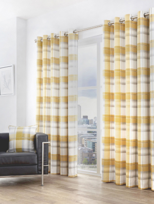 Fusion Balmoral Check 100% Cotton Ochre Eyelet Curtains | Home | George ...