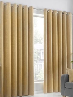 Fusion Strata Thermal Dim-Out Eyelet Curtains in Ochre | Home | George ...