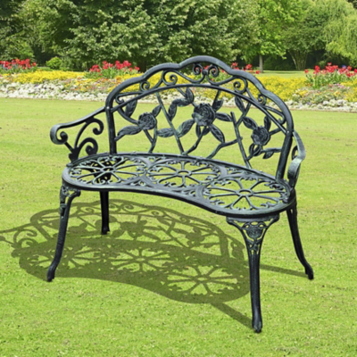 Outsunny Antique Green Cast Aluminium Garden Bench | Outdoor & Garden ...