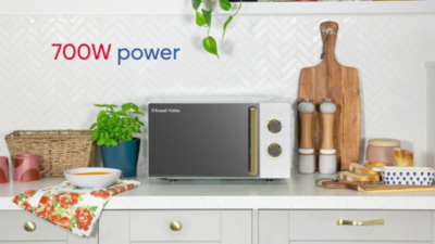 Russell Hobbs RHMM723G 17L, White/Gold Manual Groove Microwave ...