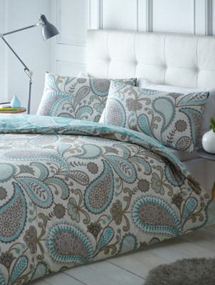 Sleepdown Paisley Duvet Set in Teal | Home | George at ASDA
