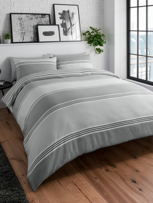 Sleepdown Banded Stripe Duvet Set in Grey | Home | George at ASDA