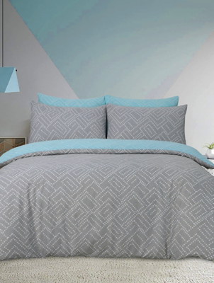 Sleepdown Square Dot Geo Duvet Set in Grey | Home | George at ASDA