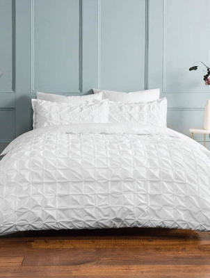 Sleepdown Rouched Pleat Duvet Set White | Home | George at ASDA