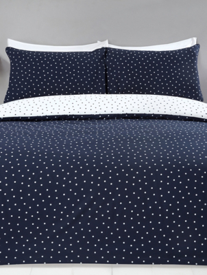 Sleepdown Mini Dots Duvet Set in Navy | Home | George at ASDA