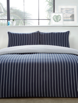 Sleepdown Mini Stripe Duvet Set in Navy | Home | George at ASDA