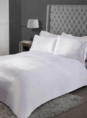 Sleepdown Satin Panel Duvet Set in White | Home | George at ASDA