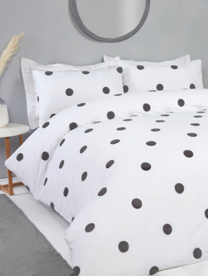 Sleepdown Tufted Circles Duvet Set White/Charcoal | Home | George at ASDA
