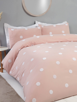 Sleepdown Tufted Circles Duvet Set Blush/White | Home | George at ASDA