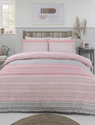 Sleepdown Textured Stripe Duvet Set in Blush | Home | George at ASDA