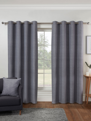 Sleepdown Textured Print Eyelet Curtains in Charcoal | Home | George at ...