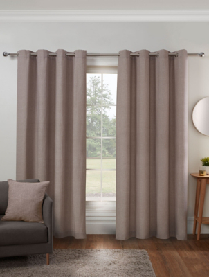 Sleepdown Textured Print Eyelet Curtains in Natural | Home | George at ASDA