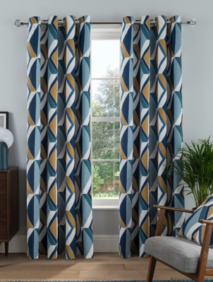 Sleepdown Printed Large Diamond Geo Eyelet Curtains | Home | George at ASDA