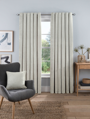 Sleepdown Chenille Eyelet Curtains in Cream | Home | George at ASDA